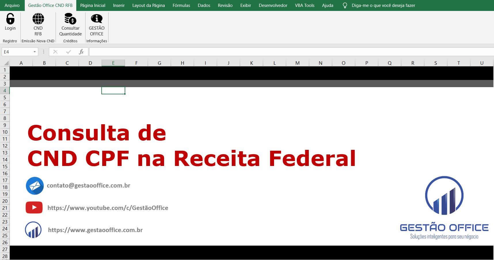 Planilha Excel De Consulta Cnd Federal Cpf Gestão Office Vba