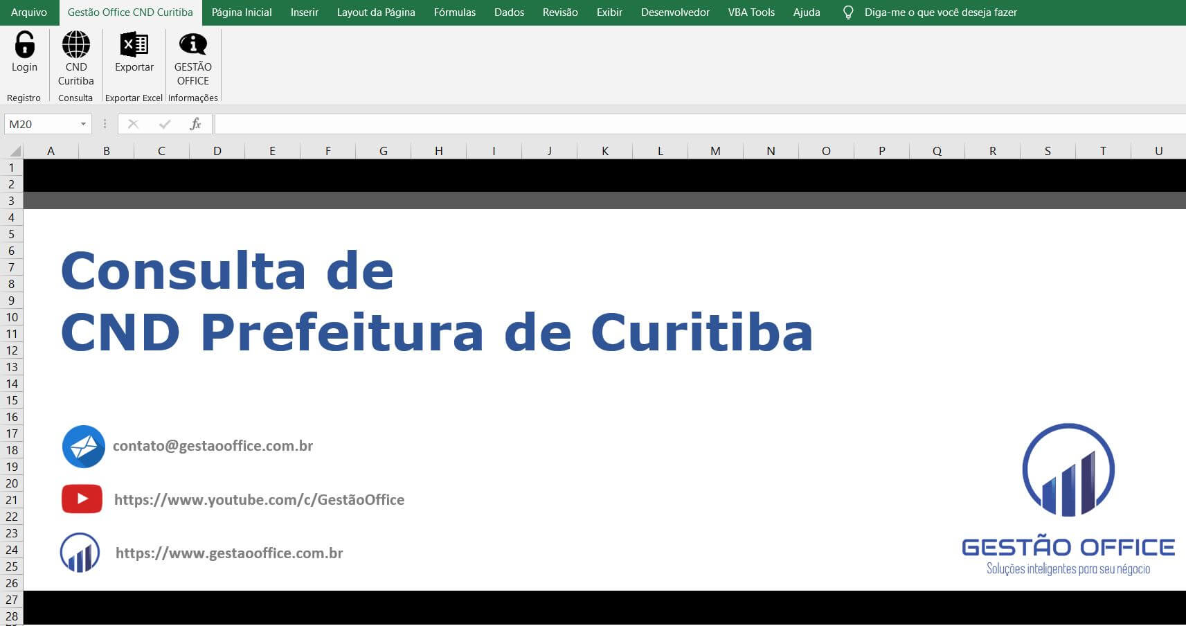 Planilha Excel de Consulta CND Prefeitura Curitiba – Gestão Office VBA
